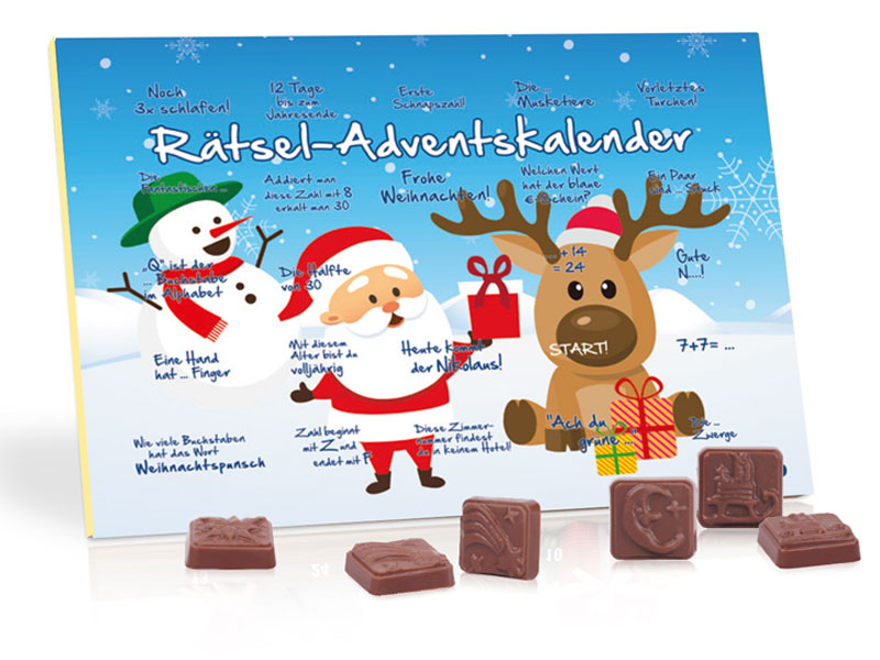 Personalisierter Schoko-Adventskalender mit Rätseln