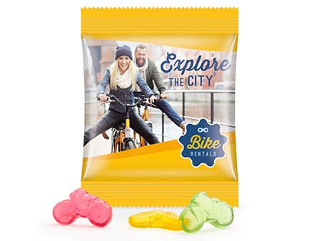 Gummibärchen Radfahrer Werbeartikel kleine Mengen
